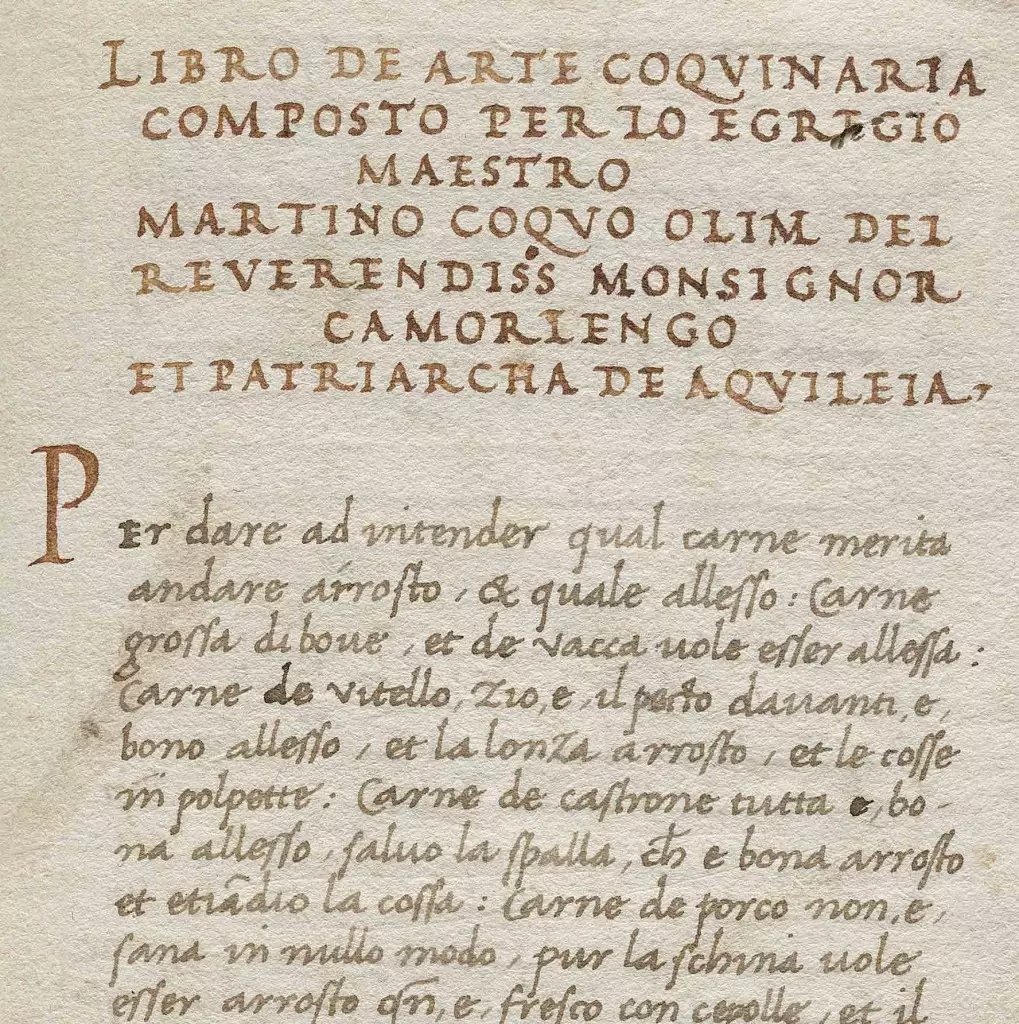 Manuscrit du livre de cuisine de Martino