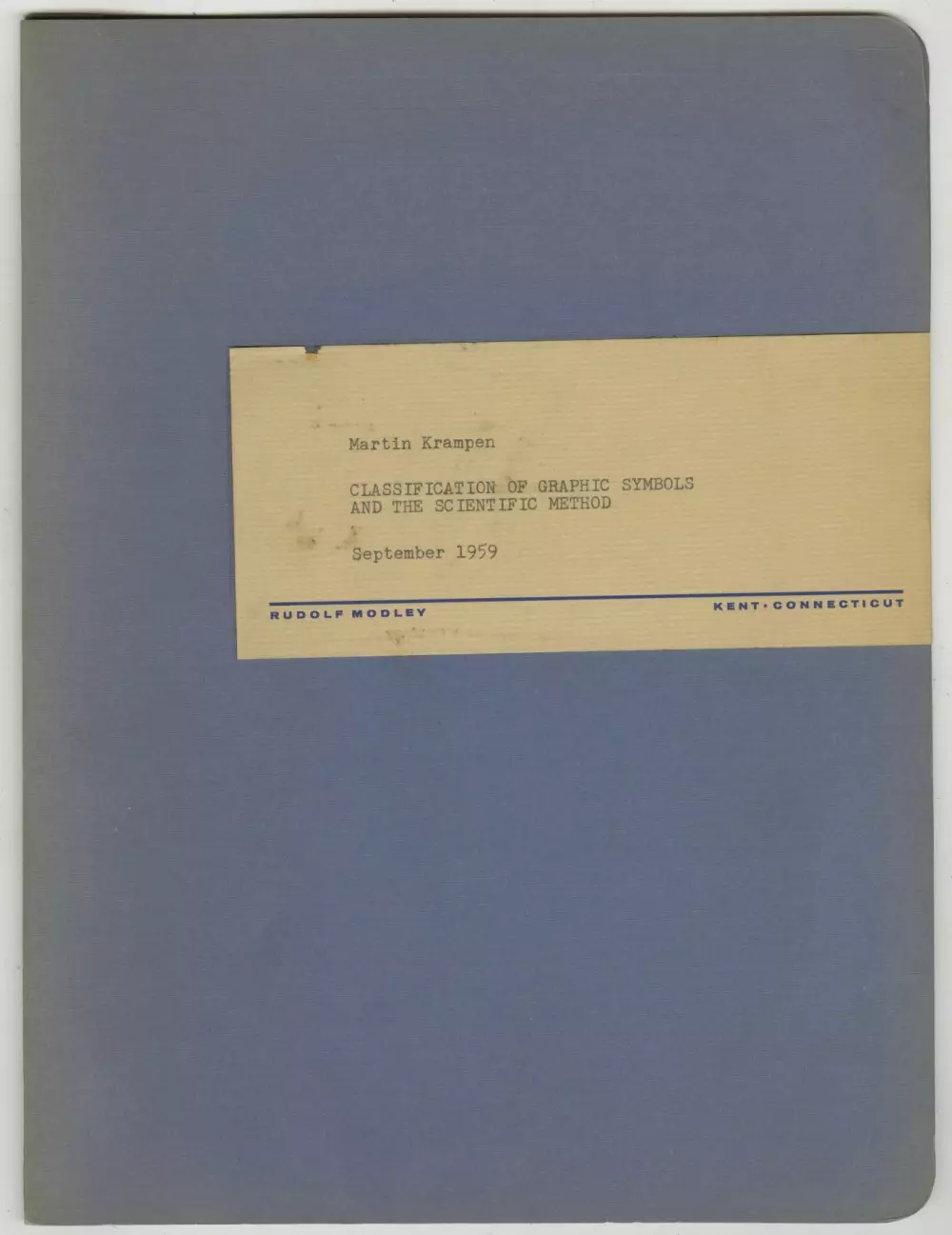 1959 yilda yozilgan Modli to'plamidan "Grafik belgilar tasnifi va ilmiy usul" hujjati.