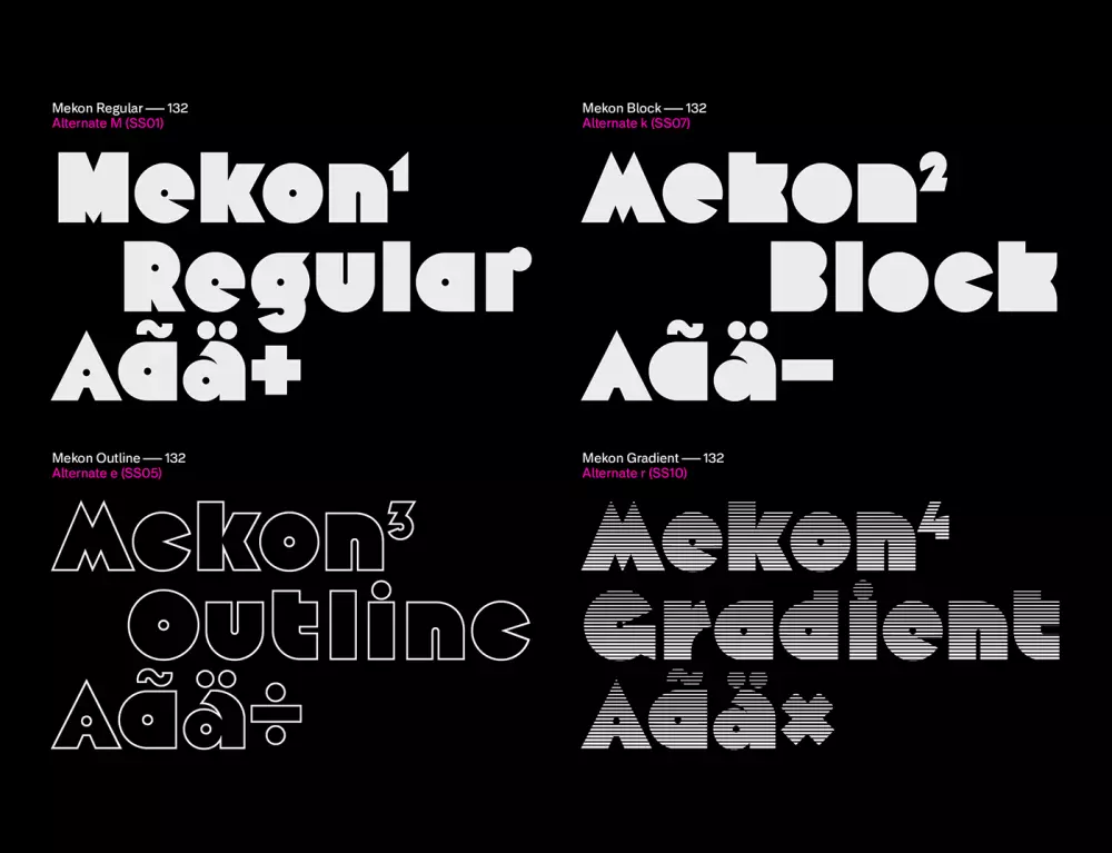 Mekon — это оцифрованный шрифт, расширенный из шрифта Black Body Питера Штайнерса. 1411_10