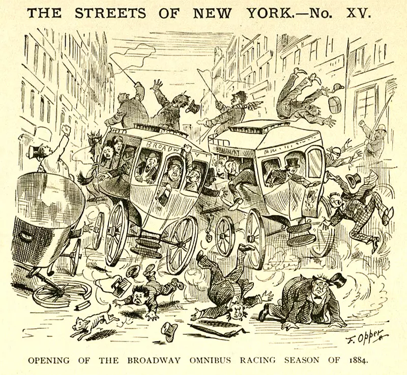 Frederick Burr Opper: The Streets of New York, 1884. Flagler Museum Archives