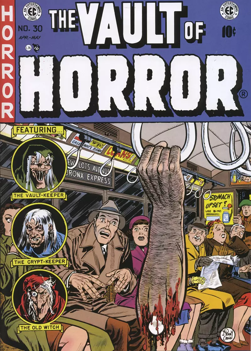 Johnny Craig art: Lub Vault of Horror No. 30, 1950. Vault of Horror thiab EC Logo yog cov cim lag luam thiab cov duab kos duab yog cov khoom muaj cai los ntawm William M. Gaines, Agent, Inc. All Rights Reserved