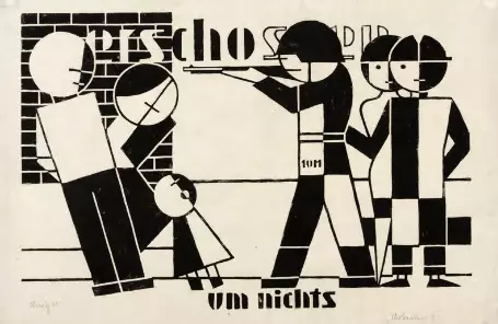 Gerd Arntz. “Hiç zat üçin ok”, 1924.