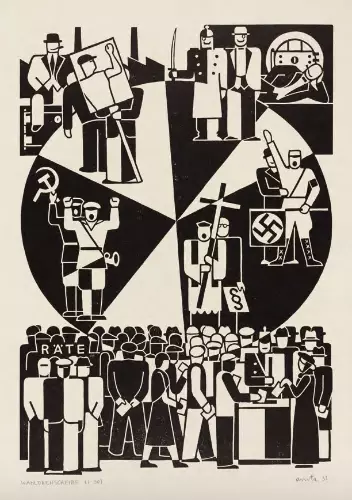 Gerd Arntz. “Saýlaw tigirleri”, 1932.