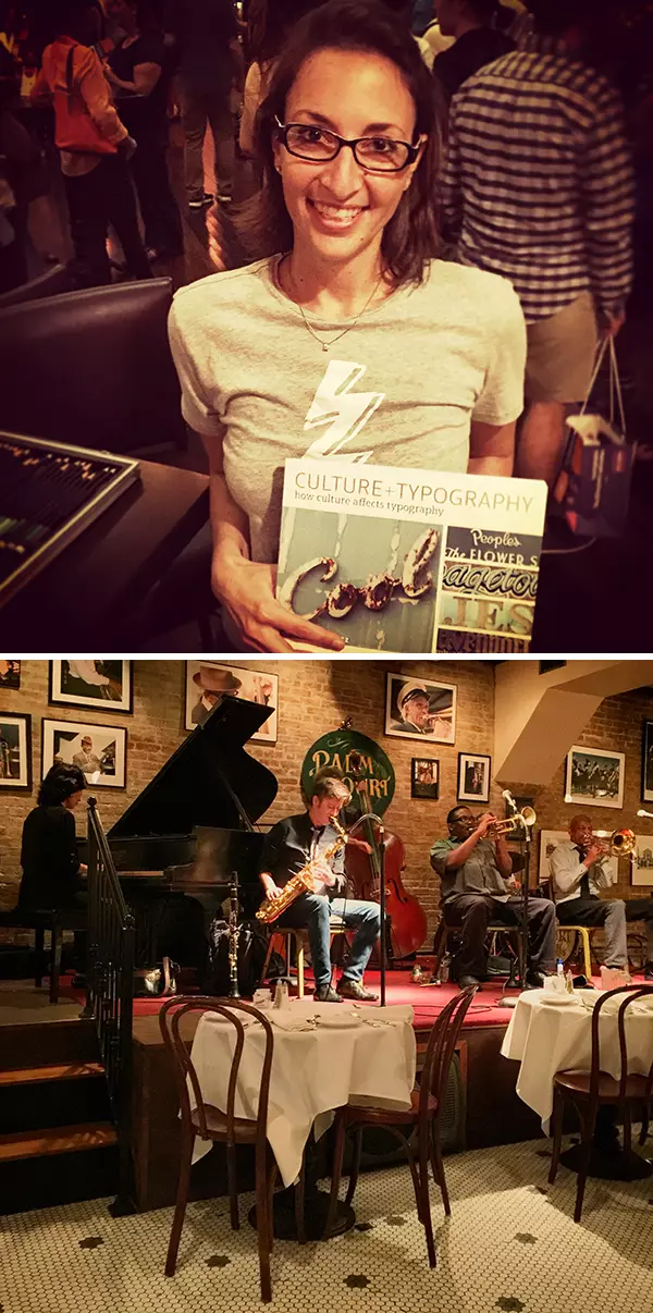 კონფერენციის მიღმა: ნიკი ვილაგომესი თავის პრეზენტაციაზე Little Gem Saloon-ში, ღამე ქალაქში Palm Court Jazz Café-ში. ფოტოები M. Dooley.
