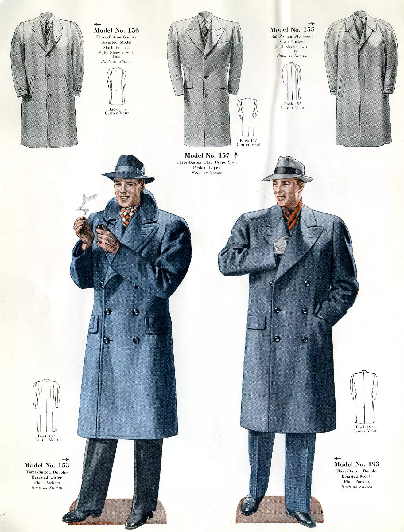 男性のための1940年代のファッションオーバーコート