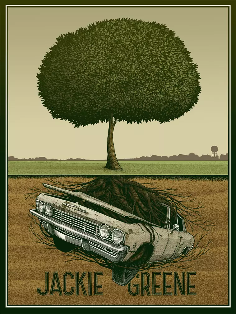 Jackie Greene gig poster by Justin Santora