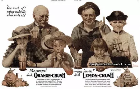 1921 թվականի Norman Rockwell Crush Orange/Lemon Crush-ի գովազդը: