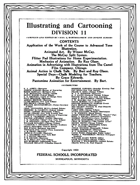 1923 संस्करणको सामग्री पृष्ठ (क्याथलीन क्वेफ)