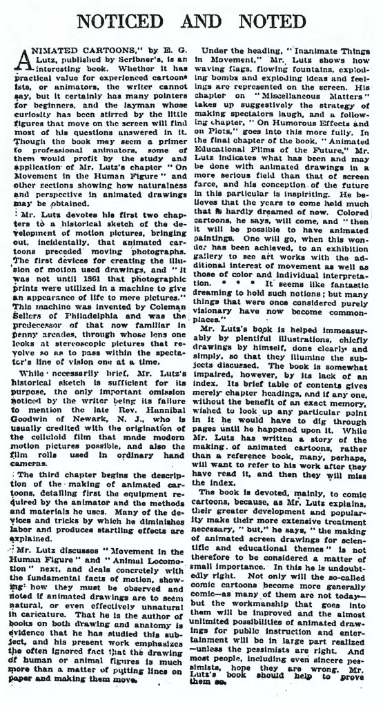 पुस्तकको न्यूयोर्क टाइम्स समीक्षा, अक्टोबर 24, 1920।