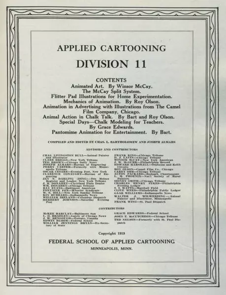 1919 संस्करणको सामग्री पृष्ठ।