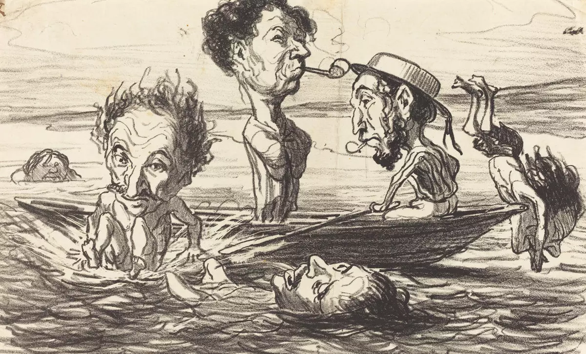 Honoré Daumier (francês, 1808 - 1879 ), Les Tritons de la Seine, 1864, litografia, Coleção Rosenwald 1943.3.3205 Da Galeria Nacional de Arte