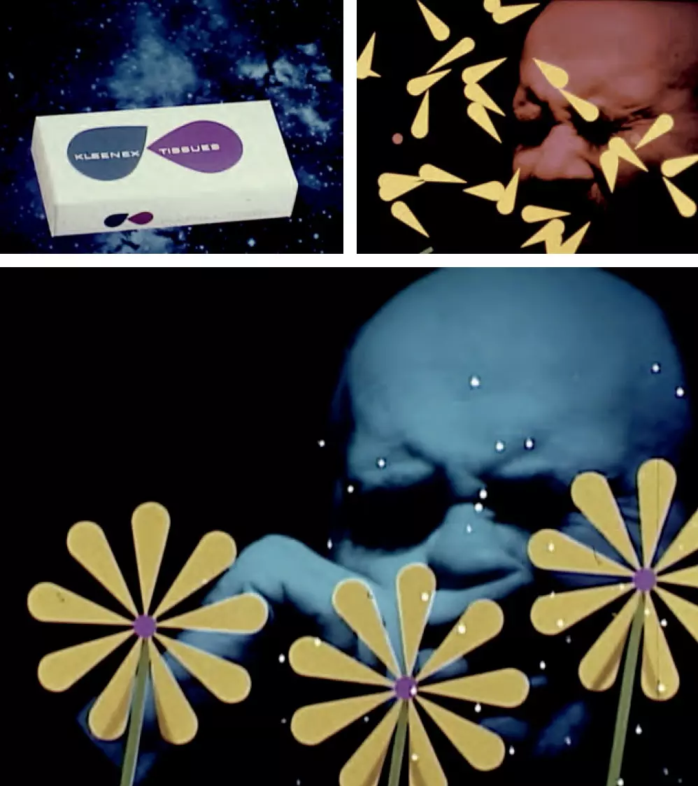 Goldsholl Design Associates, кадри з Kleenex X-Periments, «Чих» для Kimberly-Clark Corporation, бл. 1960. 16-мм фільм, 2 хвилини, Чиказький кіноархів.