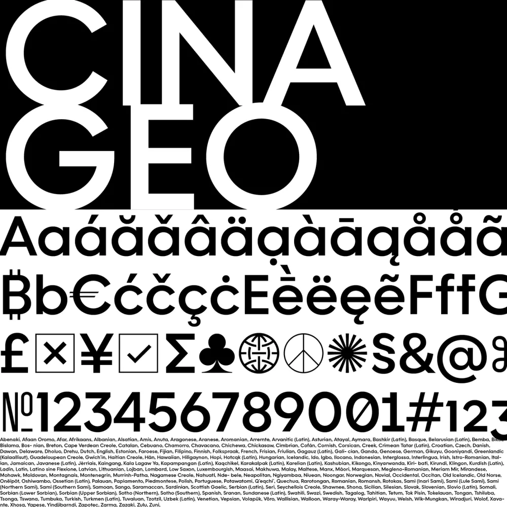 Cina GEO သည် ရဲရင့်ပြီး အဆုံးမရှိသော စွယ်စုံရ Sans Serif အမျိုးအစားဖြစ်သည်။ 201_3