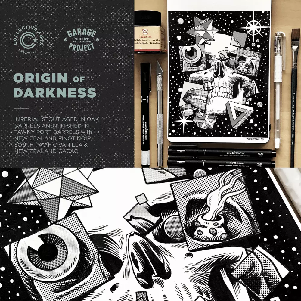 Origin Of Darkness de Collective Arts Brewing recibe un deseño doutro mundo de Pedro Correa 2244_1