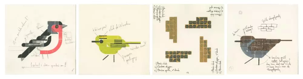 Roy Scholten użył klocków Lego jako znaczków do stworzenia przyciągających wzrok odcisków ptaków 230_9