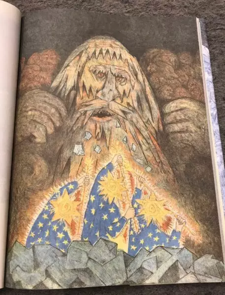 Interieurillustratie uit d'Aulaires' Book of Norse Myths door NYRB