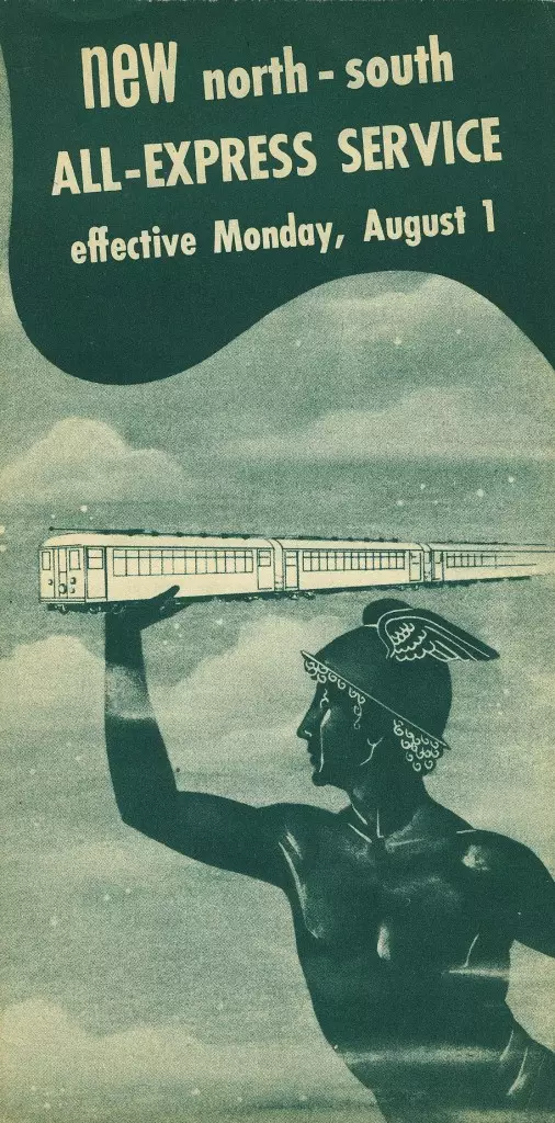 polosiua o loʻo faʻamatalaina ai le toe faʻatulagaina o le auʻaunaga na mulimuli mai i le faʻaumatiaina o le Chicago Rapid Transit ma le fausiaina o le Chicago Transit Authority fou.