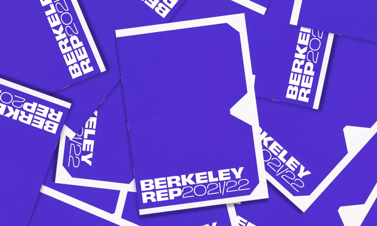 Paula Scher stoor haar kaartjiestompies vir Berkeley Rep Rebrand