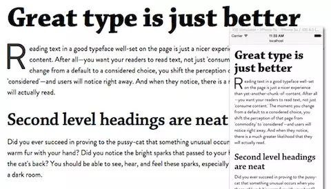 Moqapi o motle oa Typographic bakeng sa Websaete