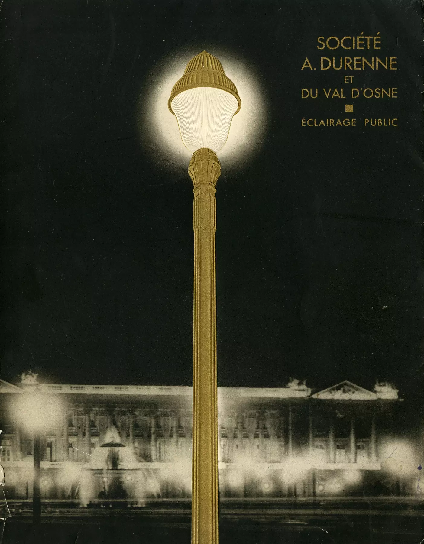 Catálogo de postes de iluminação para a cidade das luzes da Société A. Durenne et du Val d'Osne