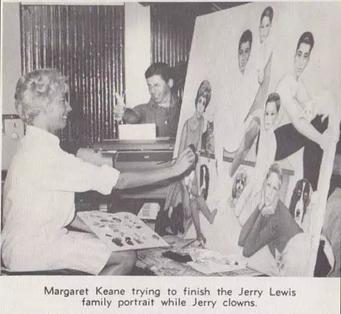 Margaret Keane o leka ho qeta setšoantšo sa lelapa la Jerry Lewis ha Jerry clowns