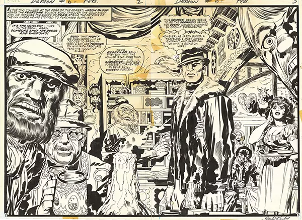 Демон #6, 1973 г. Джак Кърби: моливи, Майк Ройър: мастила и букви.