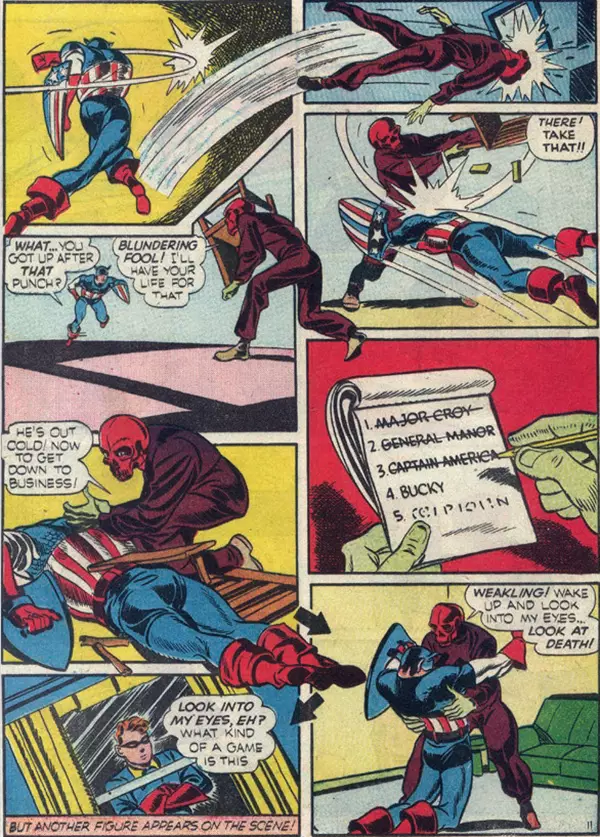 Captain America Comics #1, 1941. Jack Kirby: ดินสอ, Joe Simon: หมึกพิมพ์.