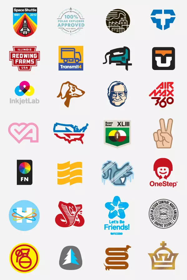 Reka bentuk logo oleh Aaron Draplin.