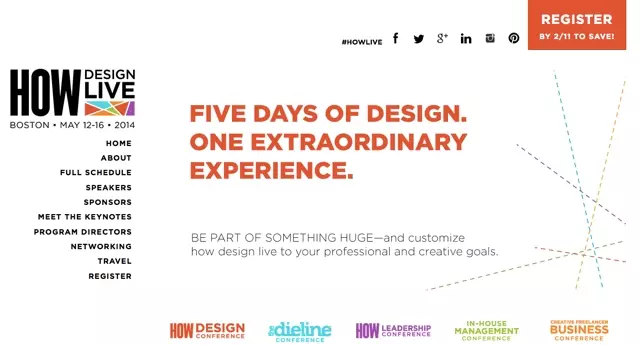 Homepage HDL, Andrew Gibbs minn The Dieline dwar id-disinn għal HOW Design Live