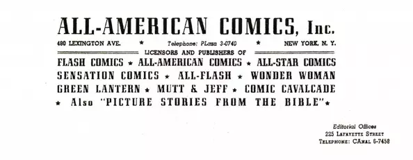 All-American Comics, Inc. kirjelomake 1943