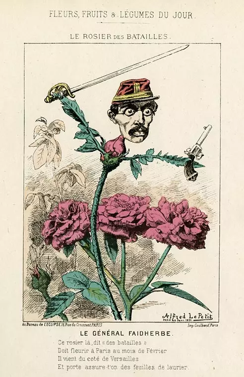 Fleurs, Fruits & Légumes du Jour, en folio av karikaturtrykk av Alfred Le Petit (1841-1909) fra 1871