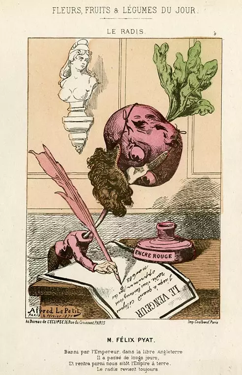 Fleurs ، Fruits & Légumes du Jour ، ورقة من مطبوعات كاريكاتورية لألفريد لو بيتي (1841-1909) من عام 1871