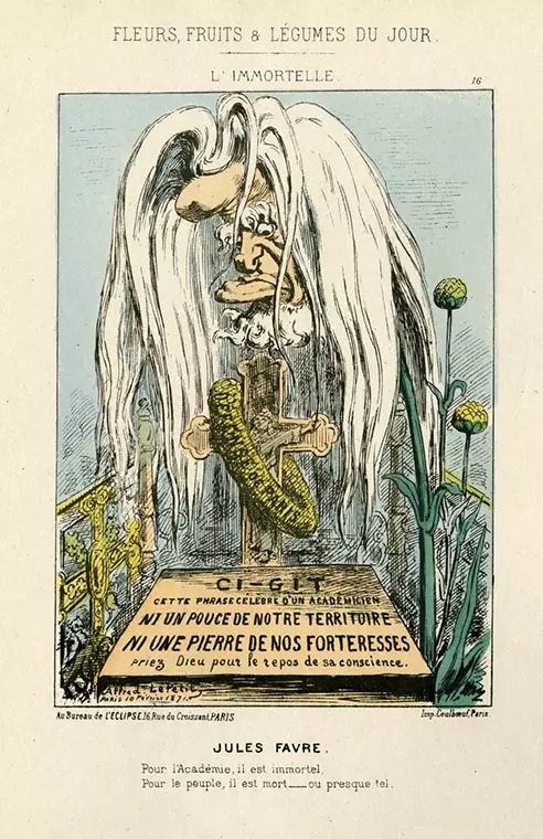 Fleurs, Fruits & Légumes du Jour, folio karikatura Alfreda Le Petita (1841.-1909.) iz 1871.
