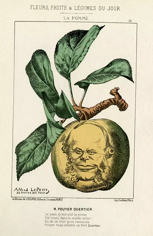 Fleurs, Fruits & Légumes du Jour، برگه ای از کاریکاتورهای چاپ شده توسط آلفرد لو پتی (1841-1909) از 1871