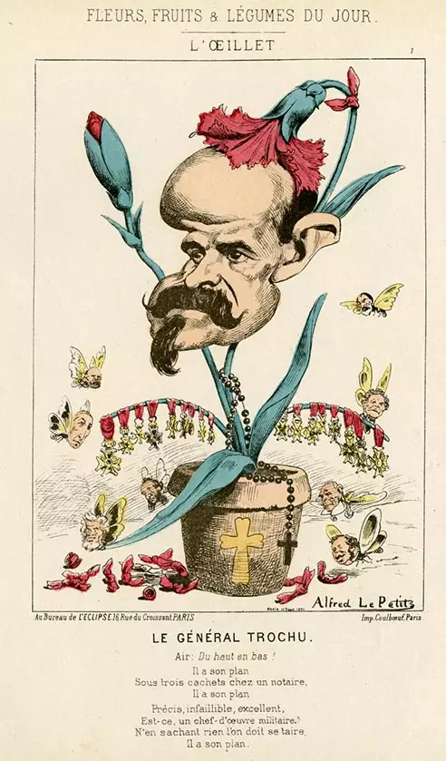 Fleurs, Fruits & Légumes du Jour، برگه ای از کاریکاتورهای چاپ شده توسط آلفرد لو پتی (1841-1909) از 1871