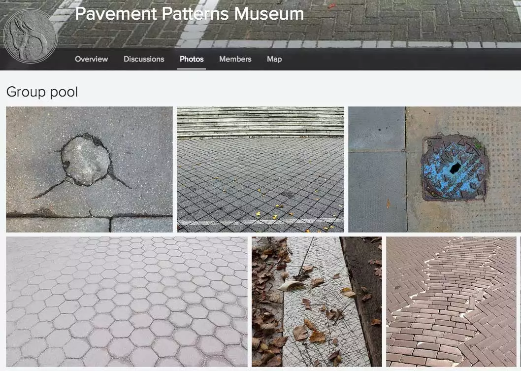 Flickr 上的米色路面圖案博物館：https://www.flickr.com/groups/pavementpatterns/