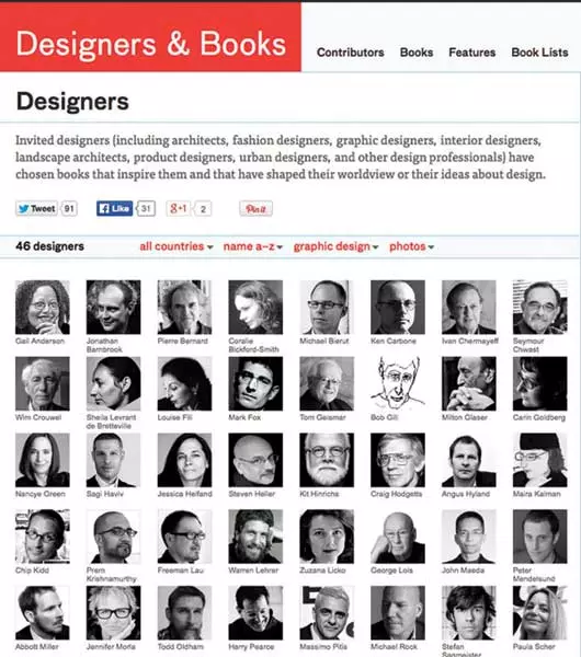 Designers＆Booksサイトは、グラフィックデザインのトップネームや他のデザインの専門家にインスピレーションを与える作品への洞察を提供します。毎週新しい本のリストが追加されます。